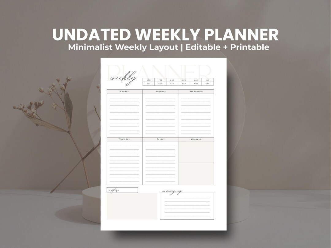 Undated Weekly Planner Printable | Fillable PDF Weekly Layout ...