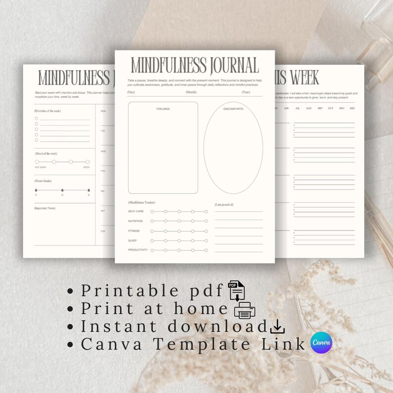 2026 Self Care Planner Printable | Mindfulness Journal | Minimal ...