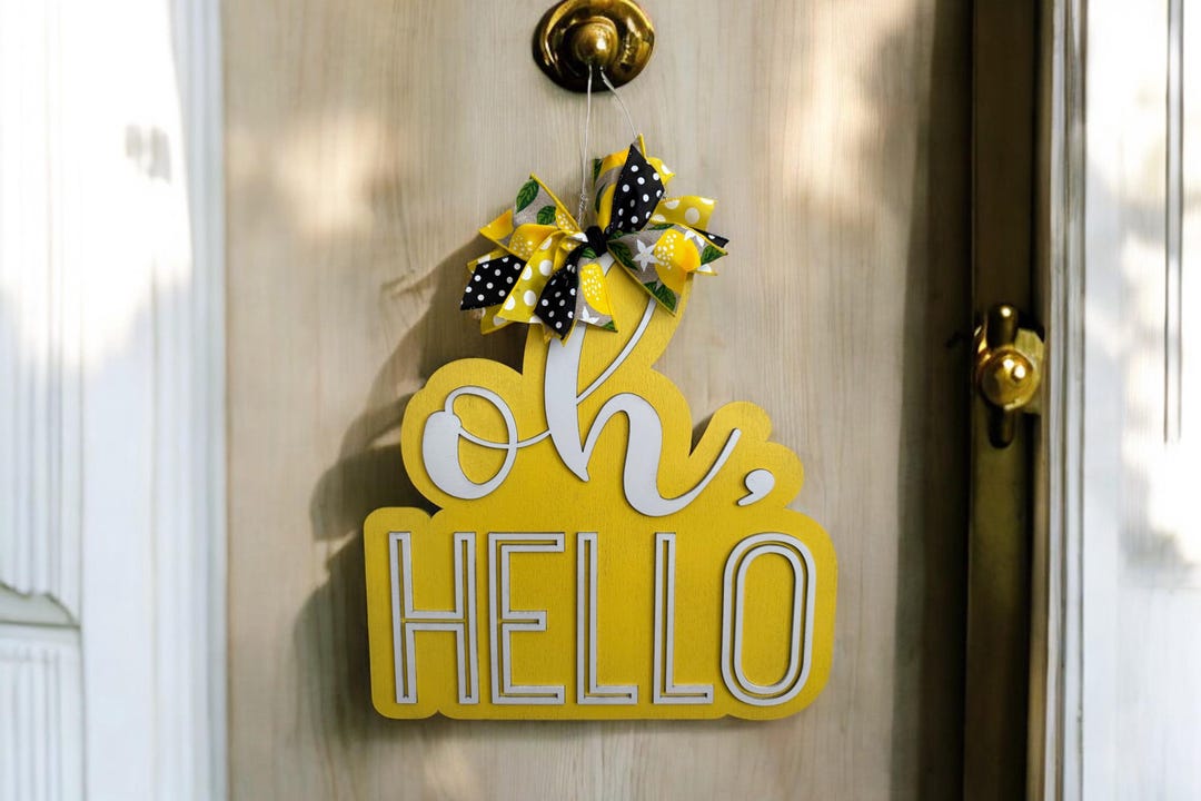 Oh Hello Door Sign | Hand Painted Door Sign | Welcome Sign | Closing ...