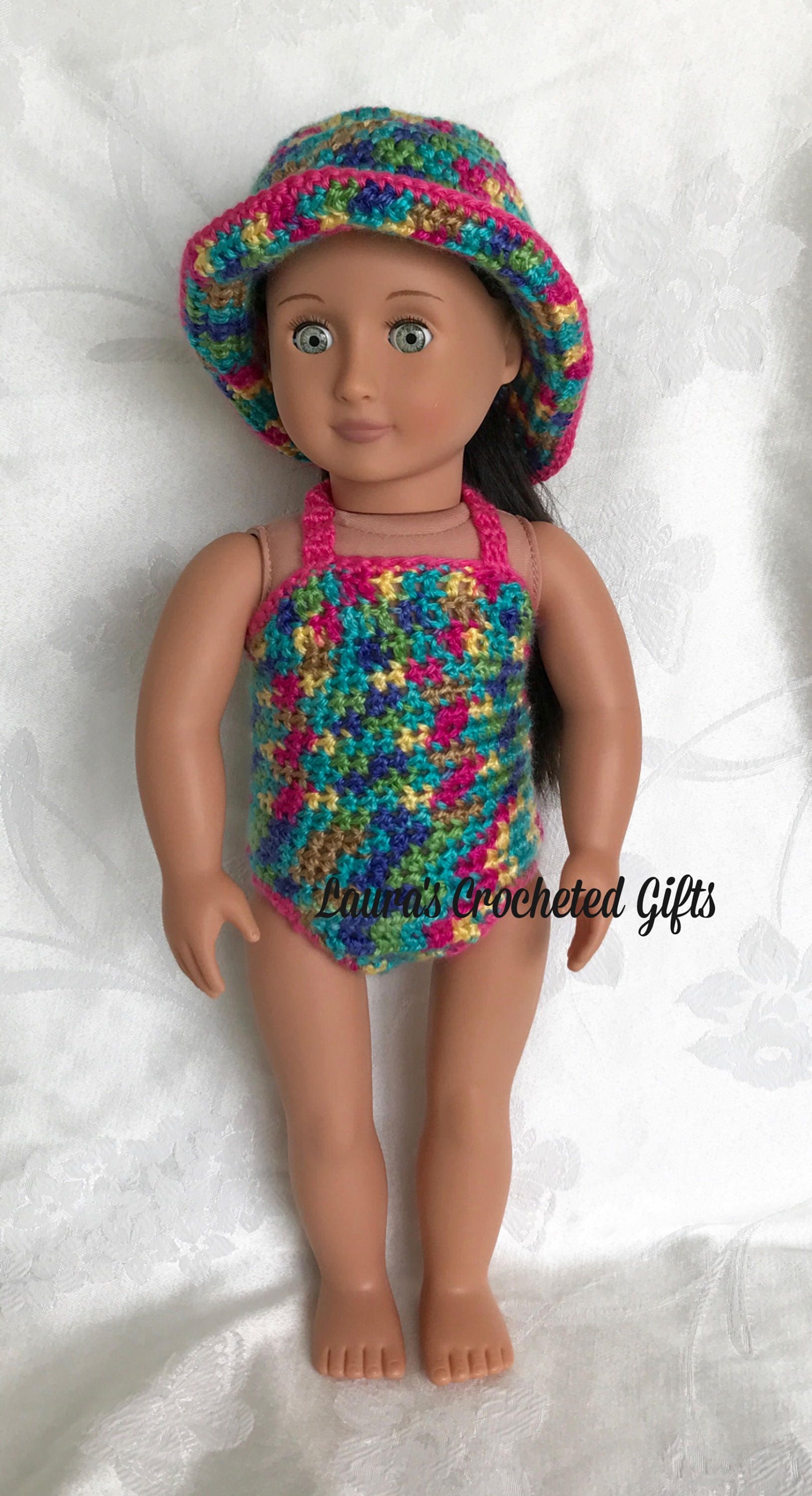 18 Inch Doll Swimsuit, Handmade Crochet Doll Clothes, Doll Swimwear ...