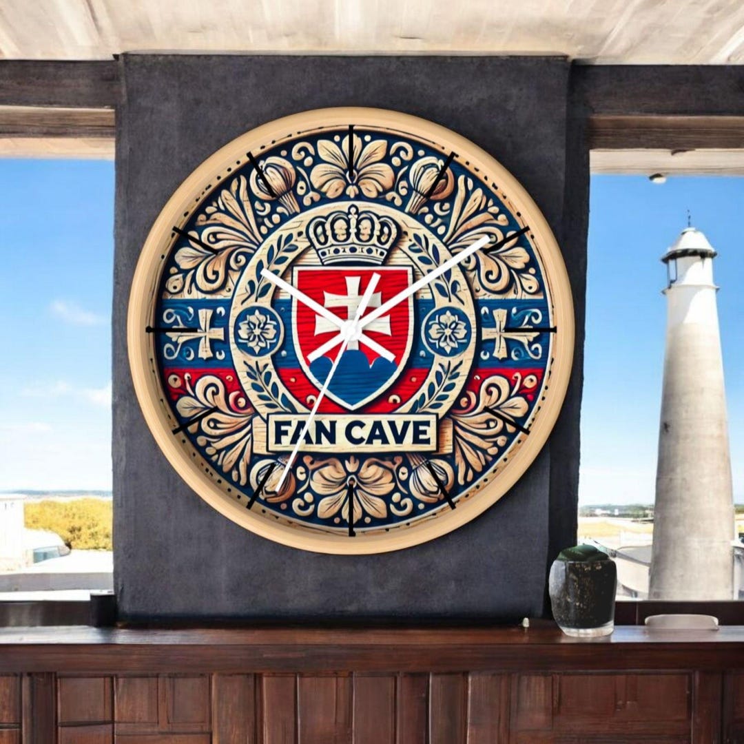 Slovak Fan Cave Wall Clock - Traditional Folk Art Slovakia Crest Decor ...