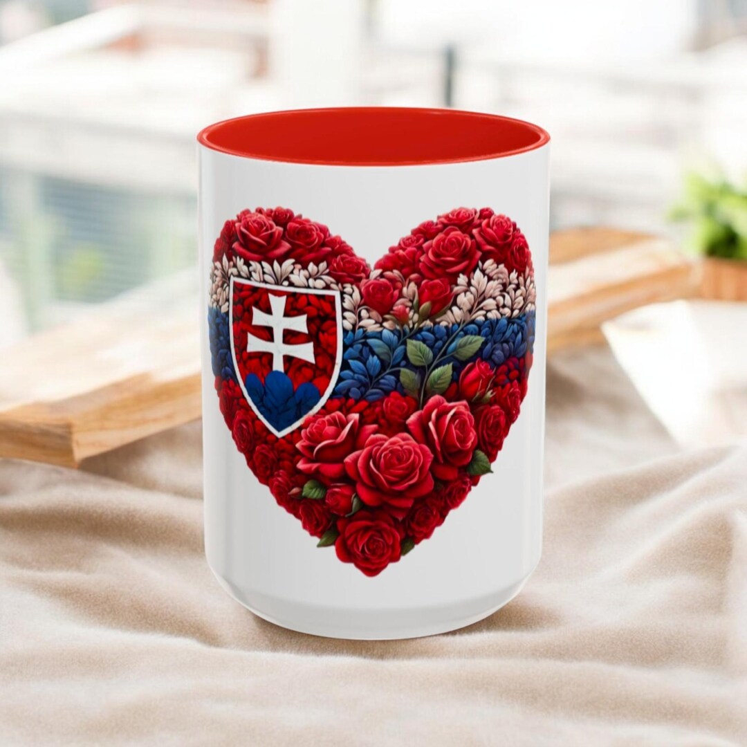 Slovakian Rose Heart Mug, Slovakia Flag, Valentine's Day Gift - Etsy