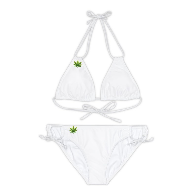 420 Frendly White Bikini With Cannabis Leaf Design Weed Bikini ...