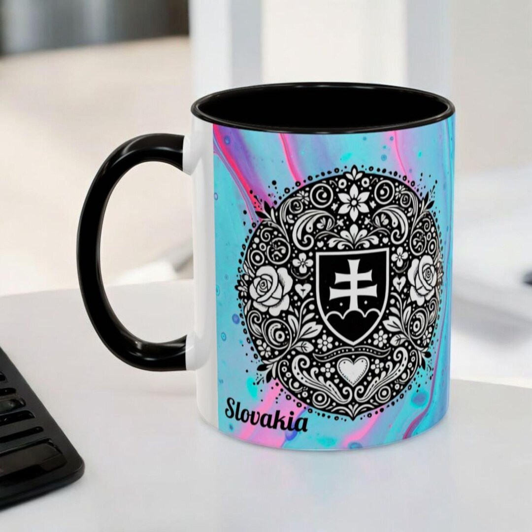 Slovak Folk Art Mug, Personalized Slovakia Gift, Colorful Mug, Swirl ...