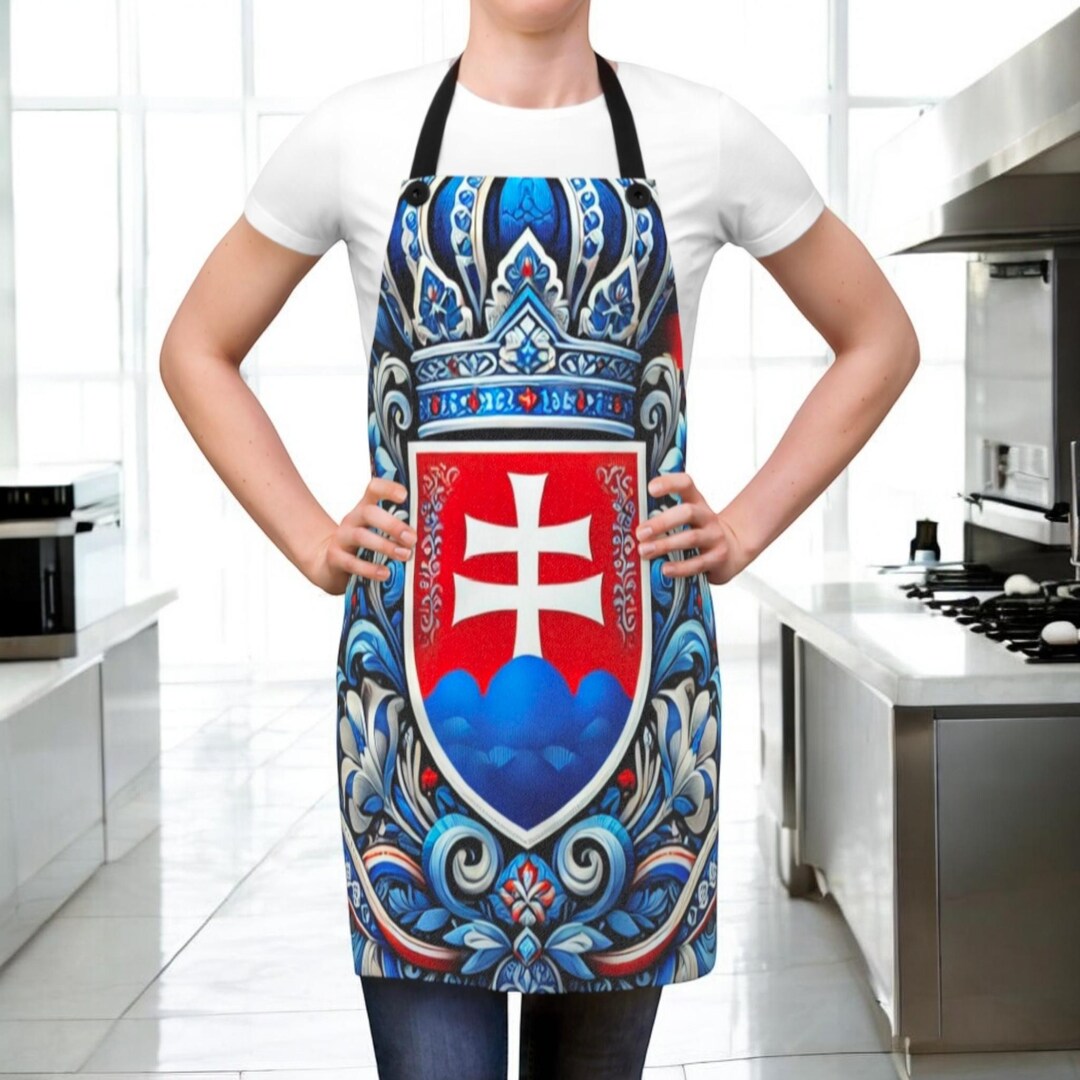 Slovak Flag Shield Apron, Traditional Folk Art Kitchen Apron - Etsy