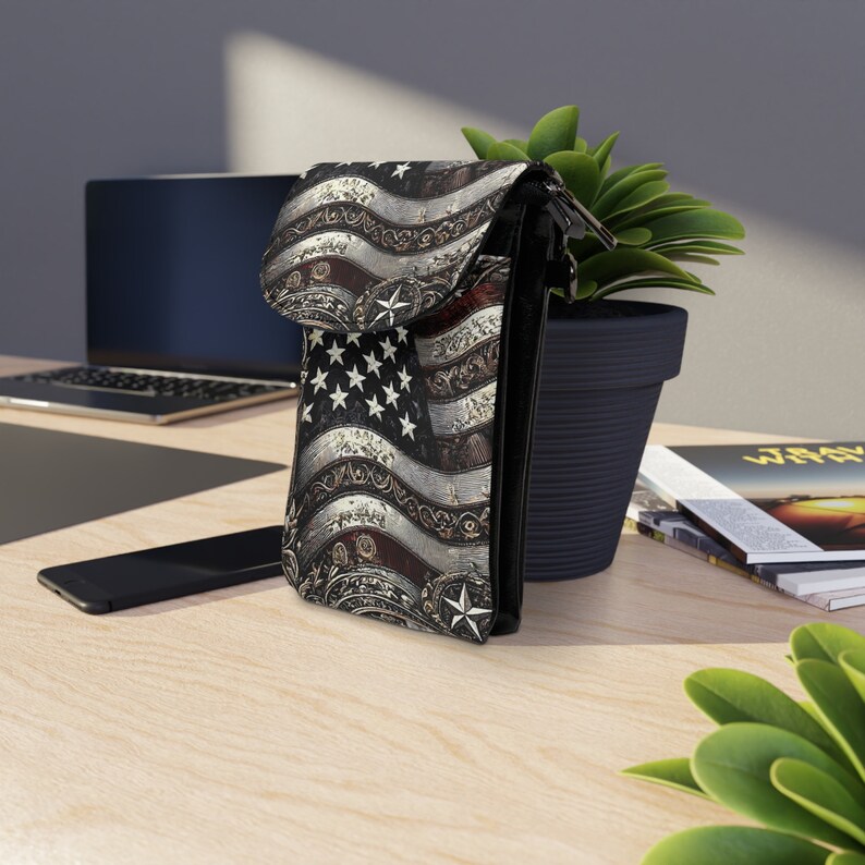 Vintage American Flag Cell Phone Wallet | Patriotic Faux Leather ...