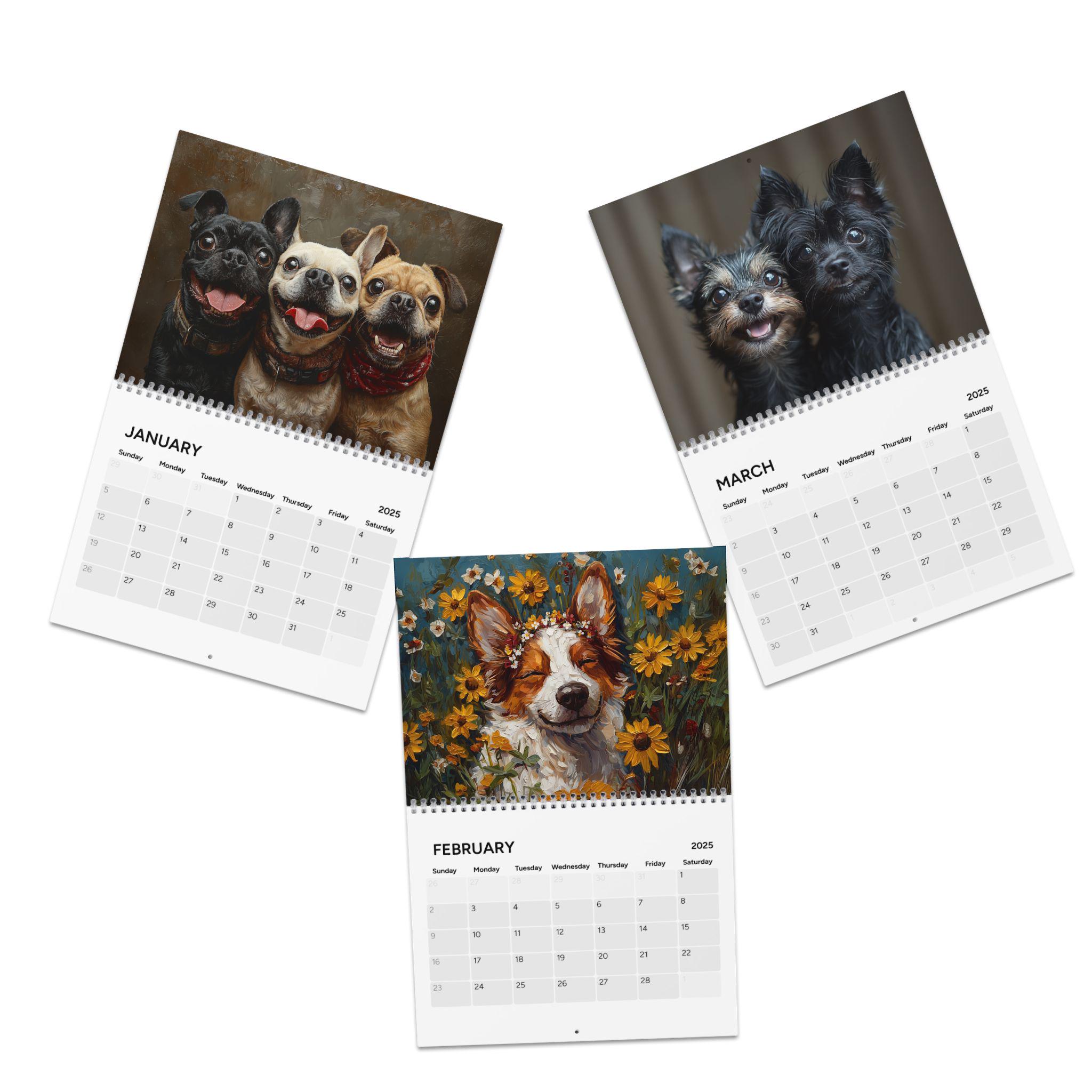 Dogs 2025 Calendar - Unique Original Art, Monthly Dog Calendar, Pet ...