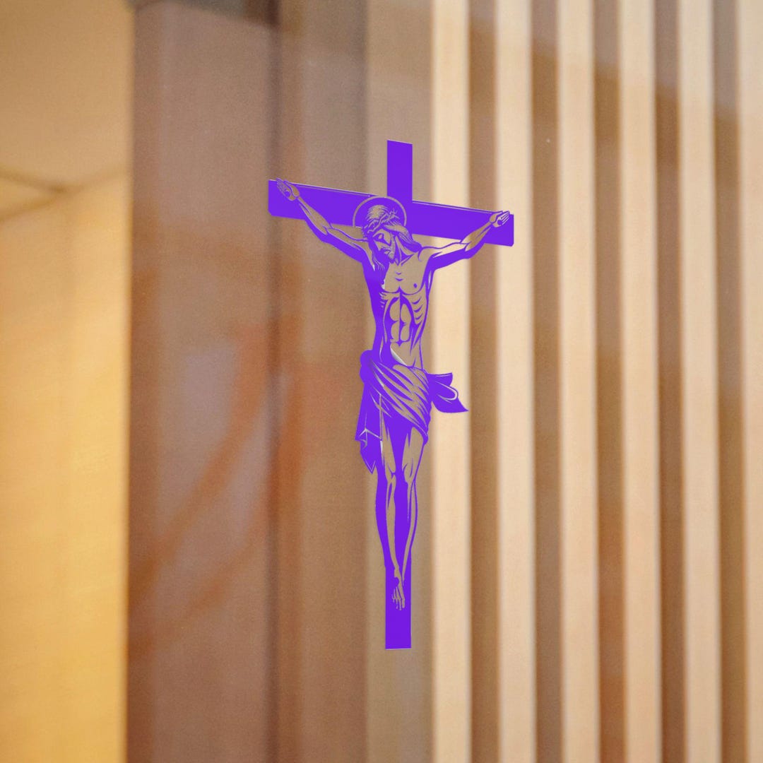 Crucifix in Purple - Transparent Die-cut Stickers - Catholic Christian ...
