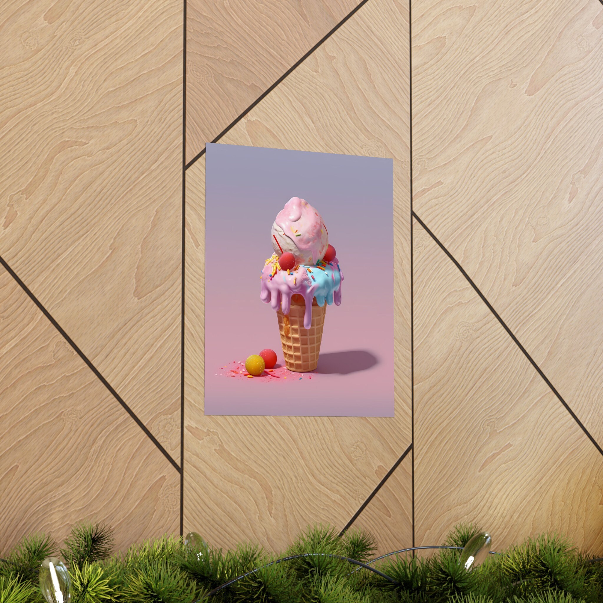Drippy Ice Cream Cone Food Cartoon Art Poster - Etsy