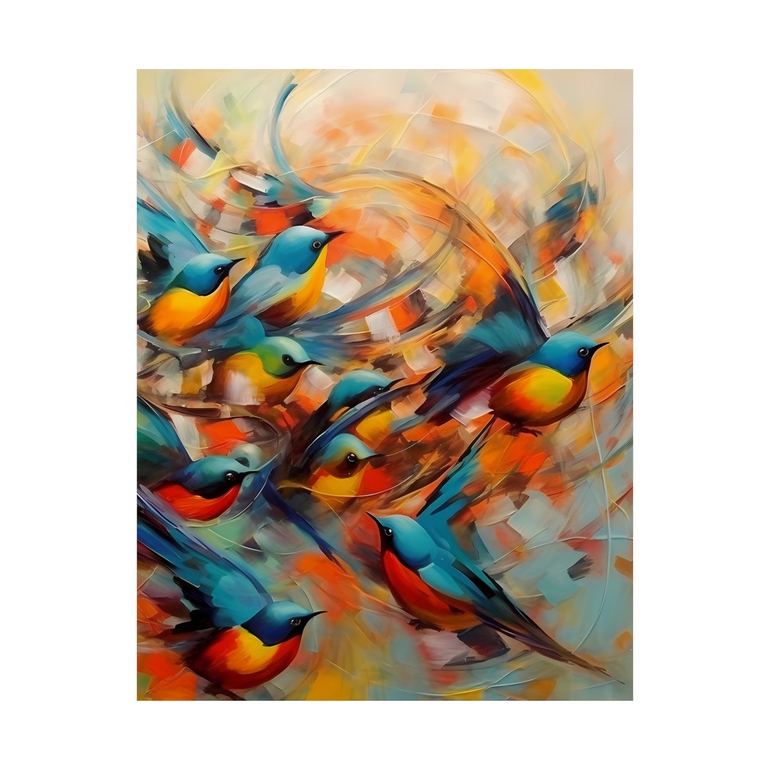 Busy Birds Wildlife Nature Art Poster - Etsy