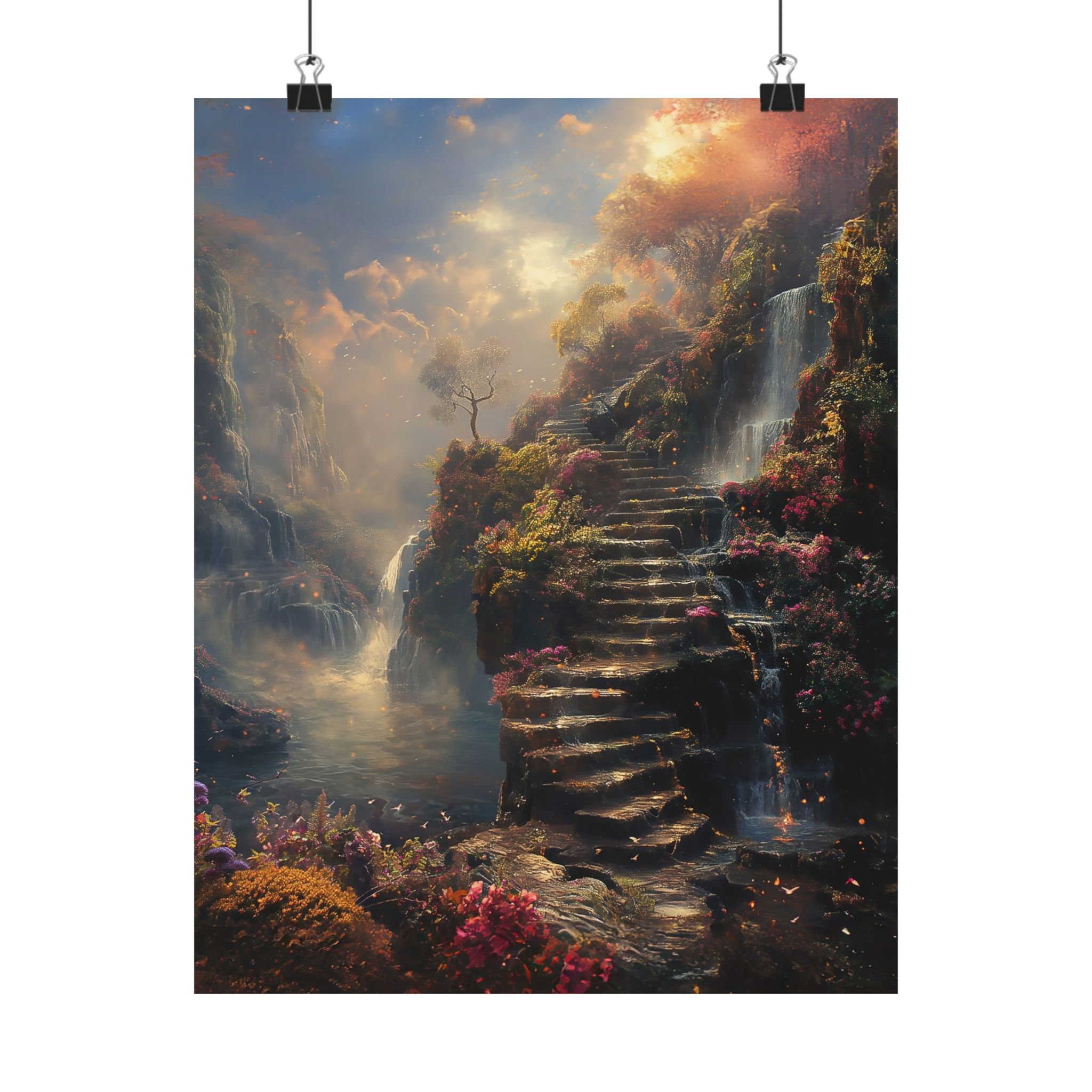 Stairway to Heaven - Waterfalls Fantasy World Art Poster - Etsy