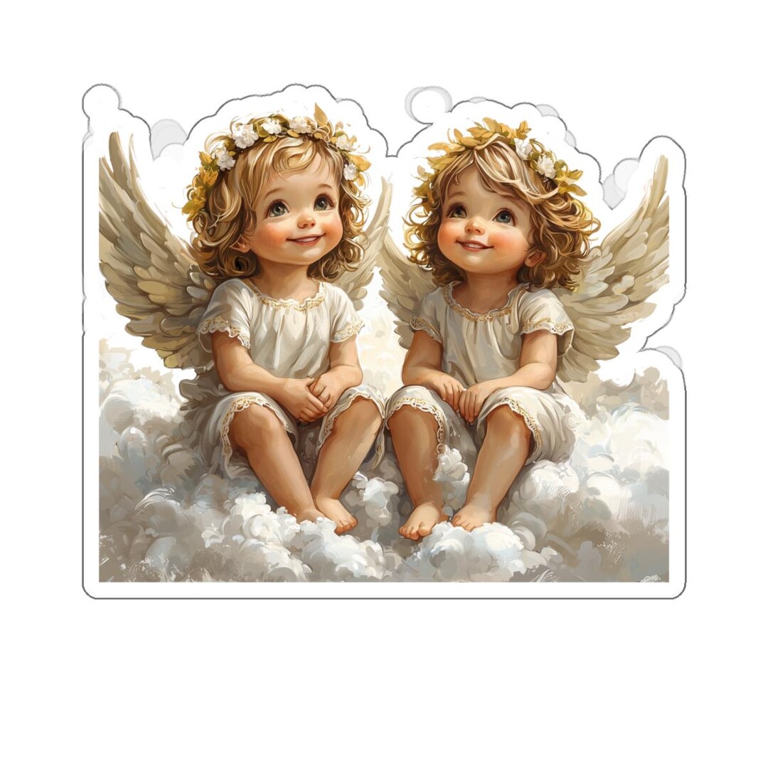 Whimsical Angel Stickers - Cute Cherubs, Sticker for Laptop, Childrens ...