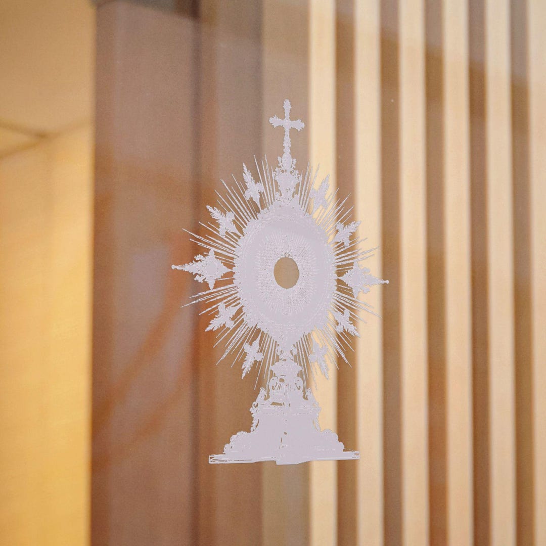 Monstrance in White - Transparent Die-cut Stickers - Catholic Christian ...
