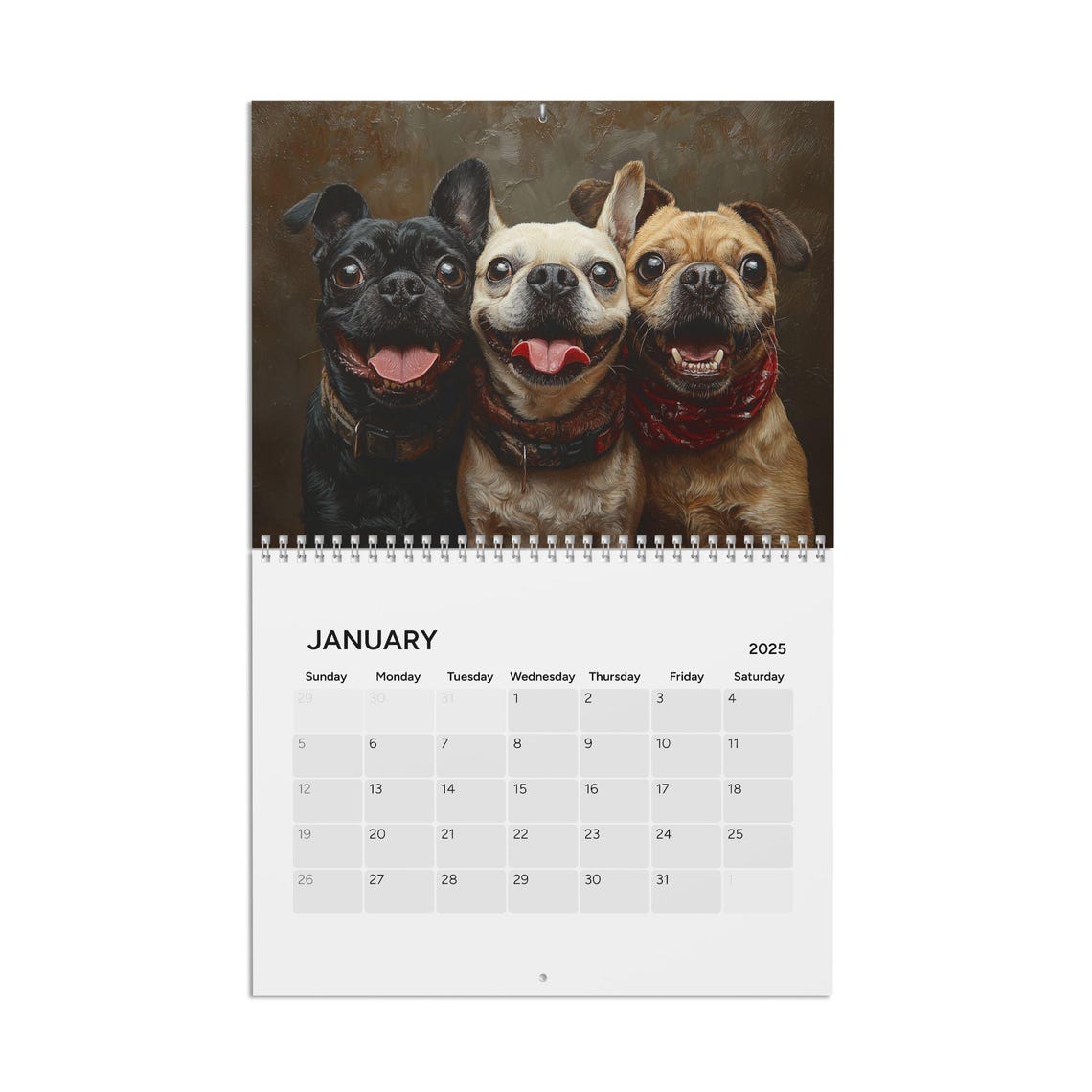 Dogs 2025 Calendar - Unique Original Art, Monthly Dog Calendar, Pet ...