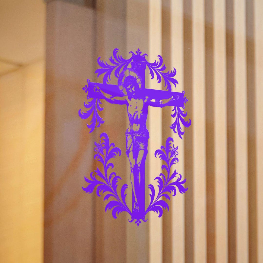 Elaborate Crucifix in Purple - Die-cut Stickers - Catholic Christian ...
