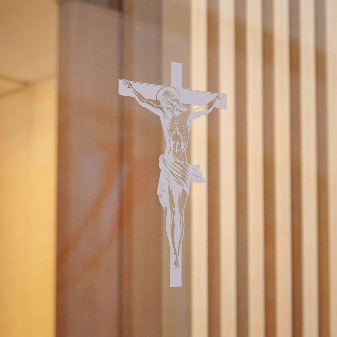 Crucifix in White- Transparent Die-cut Stickers - Catholic Christian ...