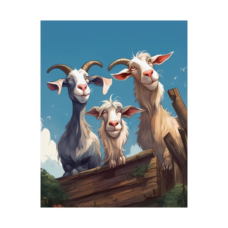 Goating Around Farm Animal Cartoon Art Poster - Etsy