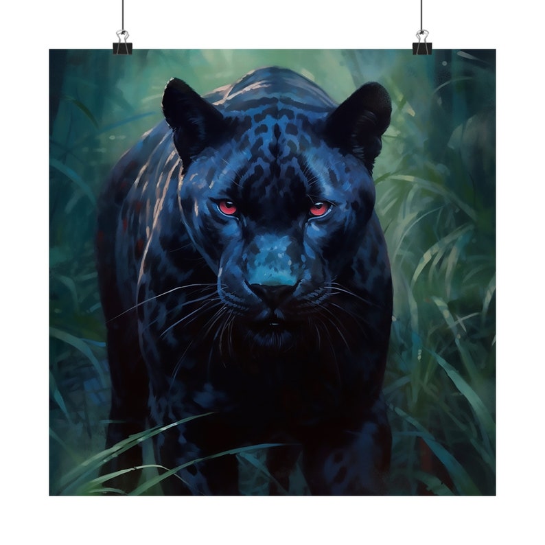 Red Eyes at Night - Black Panther Wildlife Nature Animal Art Poster - Etsy