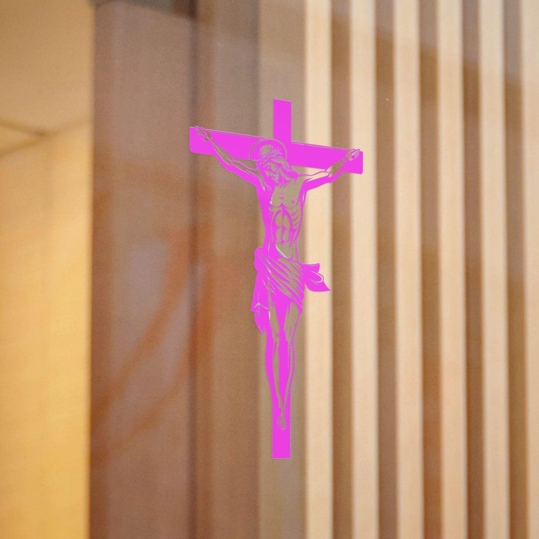 Crucifix in Pink - Transparent Die-cut Stickers - Catholic Christian ...