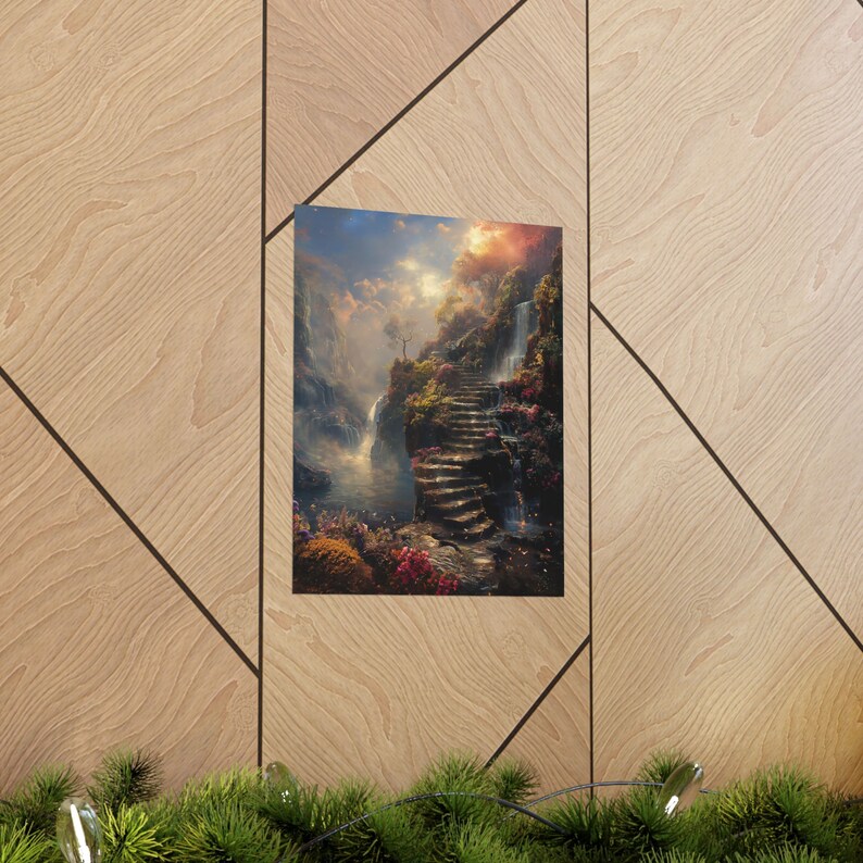 Stairway to Heaven - Waterfalls Fantasy World Art Poster - Etsy