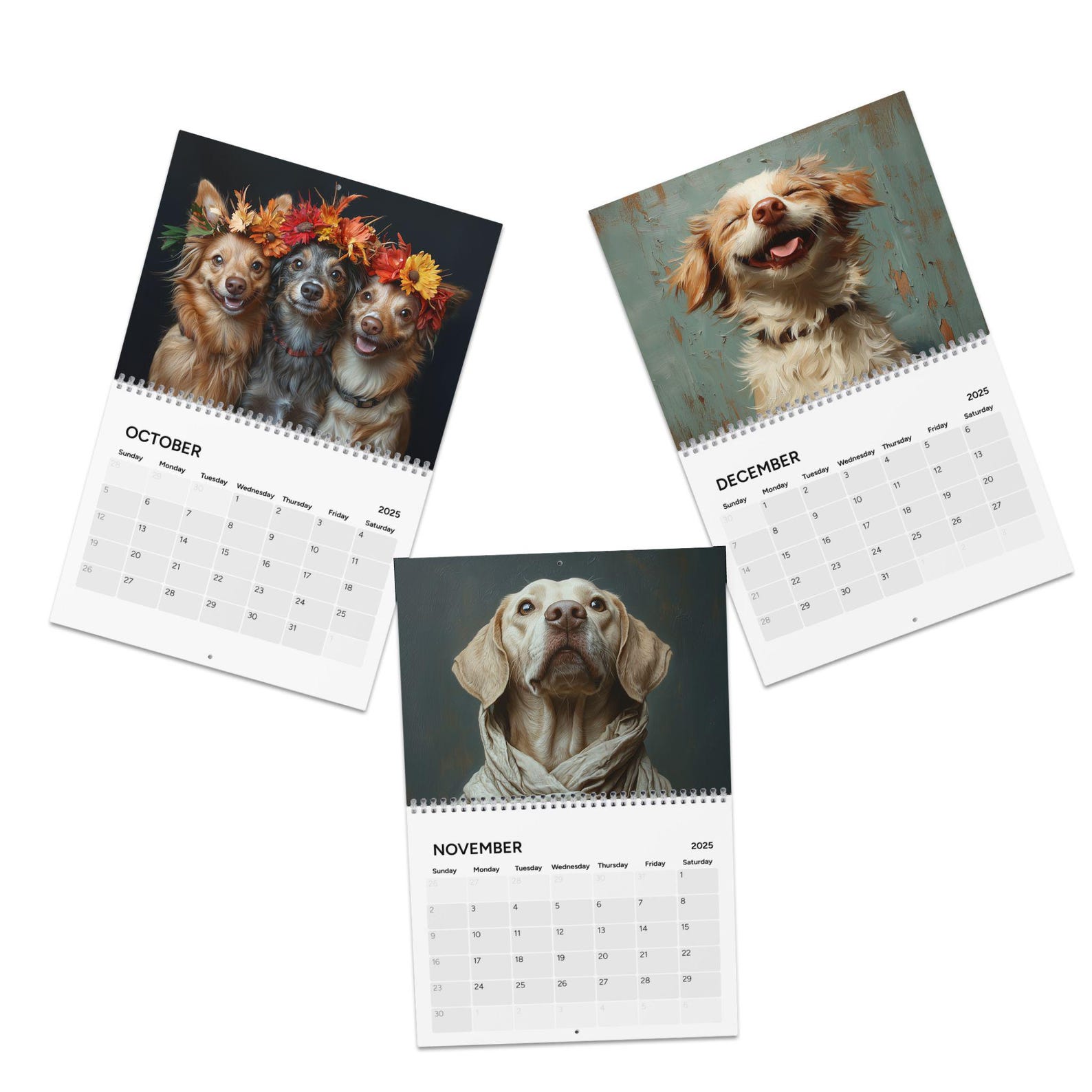 Dogs 2025 Calendar - Unique Original Art, Monthly Dog Calendar, Pet ...