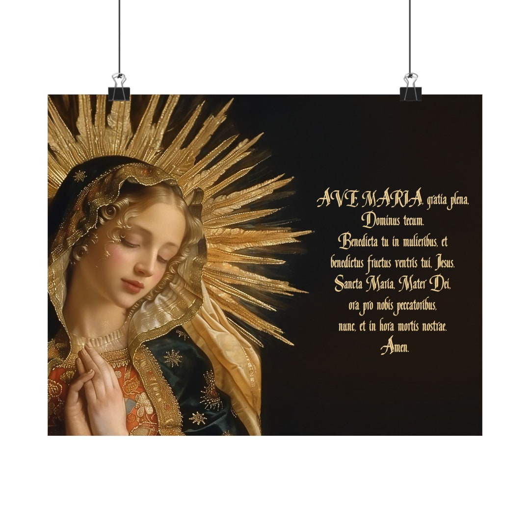 Ave Maria Blessed Virgin Mary Hail Mary Rosary Latin Catholic Christian ...