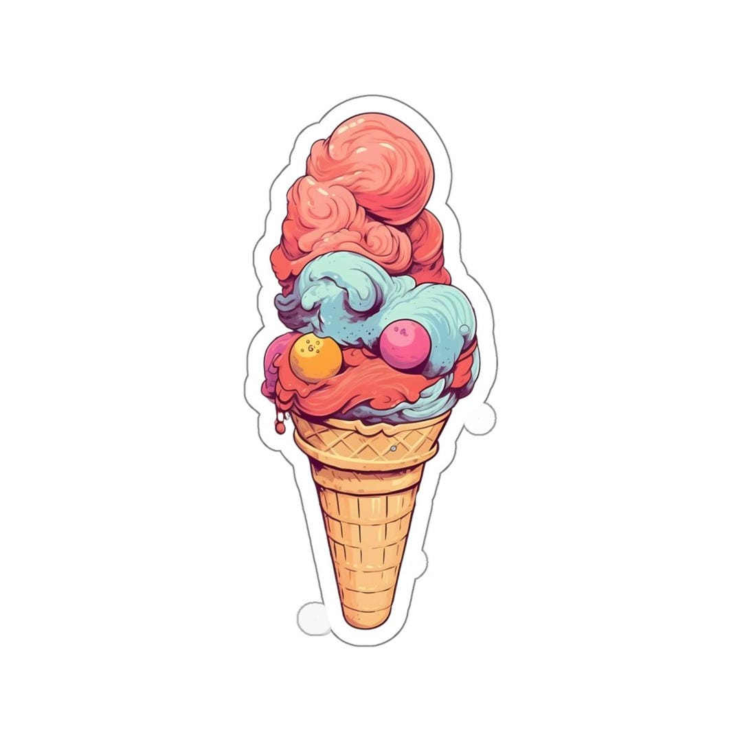 Colorful Ice Cream Cone Kiss-cut Stickers, Fun Decals for Laptops ...