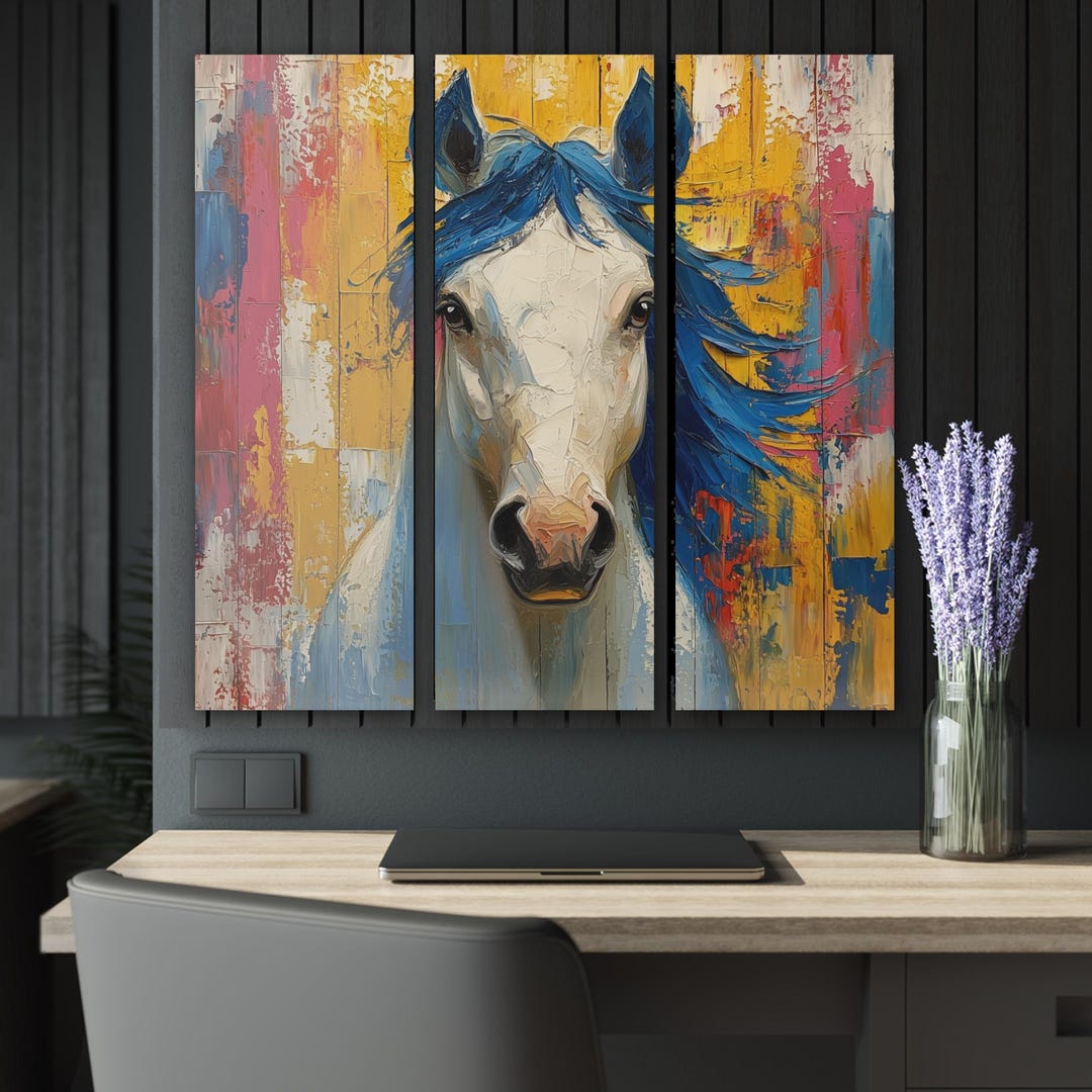 Horse Three Panel Acrylic Prints, Original Triptych Art, Unique ...
