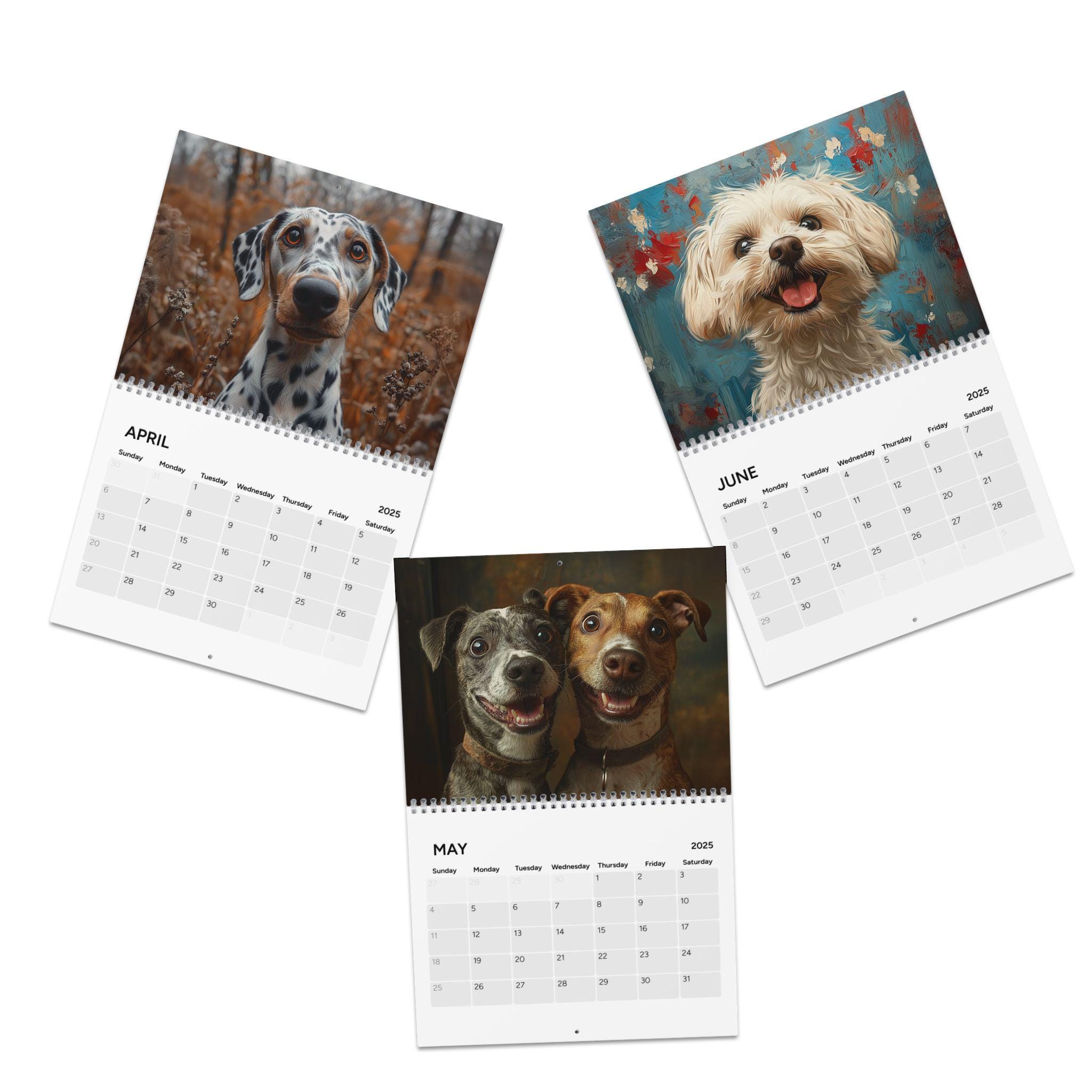 Dogs 2025 Calendar - Unique Original Art, Monthly Dog Calendar, Pet ...