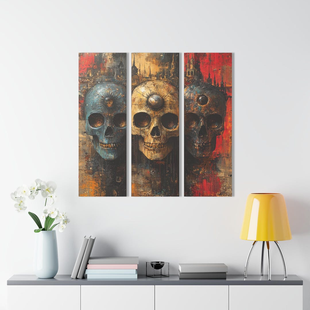 Skulls Fantasy Art Triptych Acrylic Prints, Original Gothic Art, Unique ...