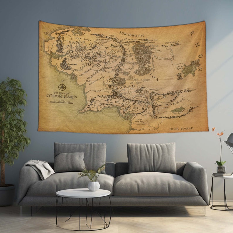Lord of the Rings Map, Middle Earth Tapestry, Lord of Ring Earth, Earth ...