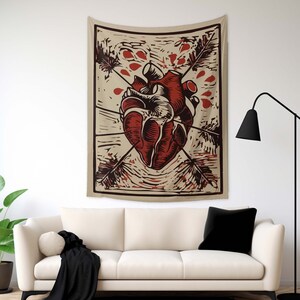 Heart Tapestry Decor, Wall Decor Hangings, Tapestry Wall Decor, Bedroom ...