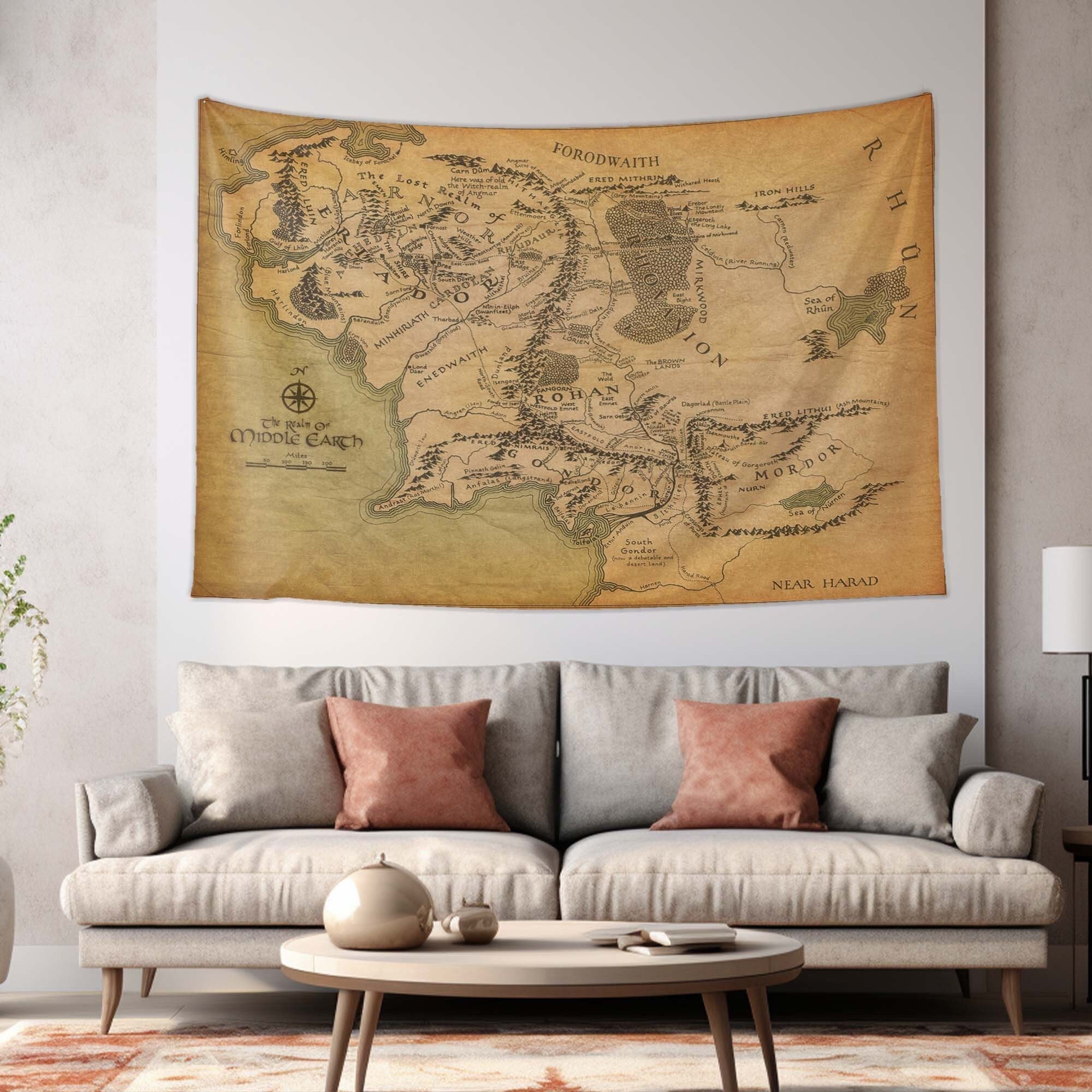 Lord of the Rings Map, Middle Earth Tapestry, Lord of Ring Earth, Earth ...