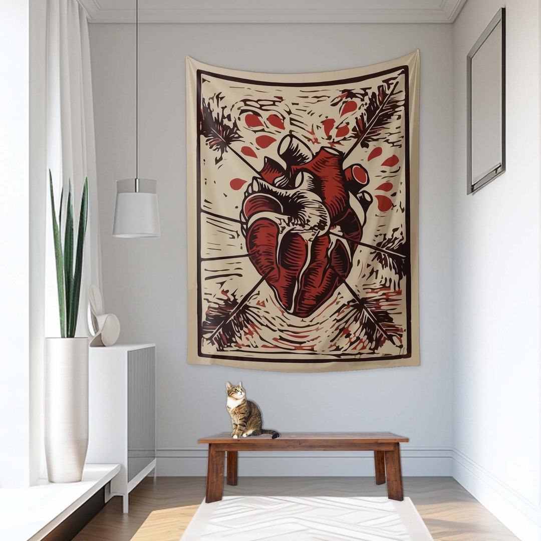 Heart Tapestry Decor, Wall Decor Hangings, Tapestry Wall Decor, Bedroom ...