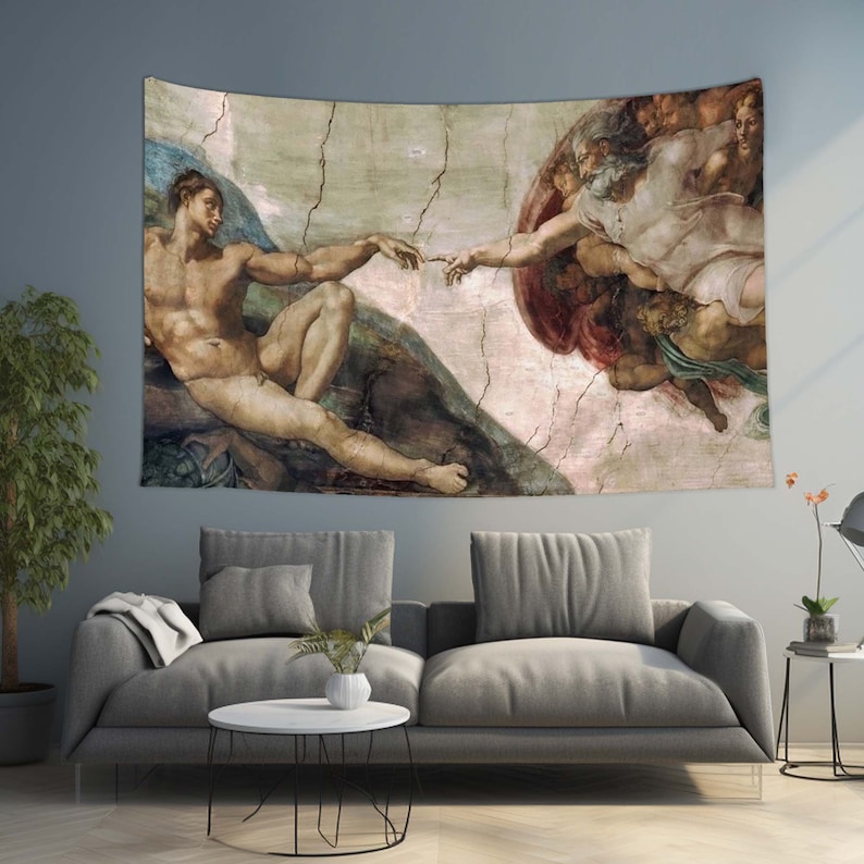 Creation of Adam Tapestry: Renaissance Religious Wall Art - Etsy Australia
