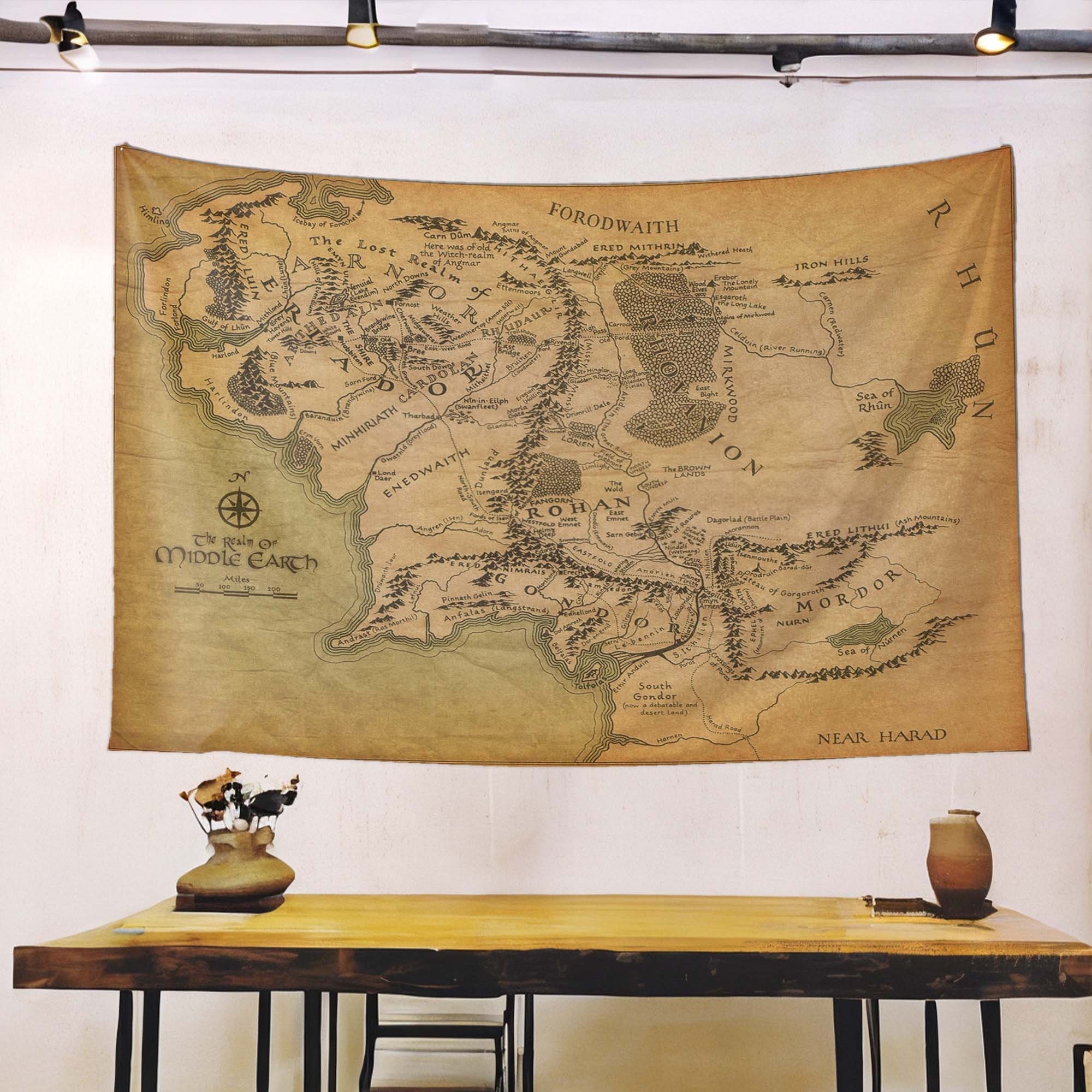 Lord of the Rings Map, Middle Earth Tapestry, Lord of Ring Earth, Earth ...