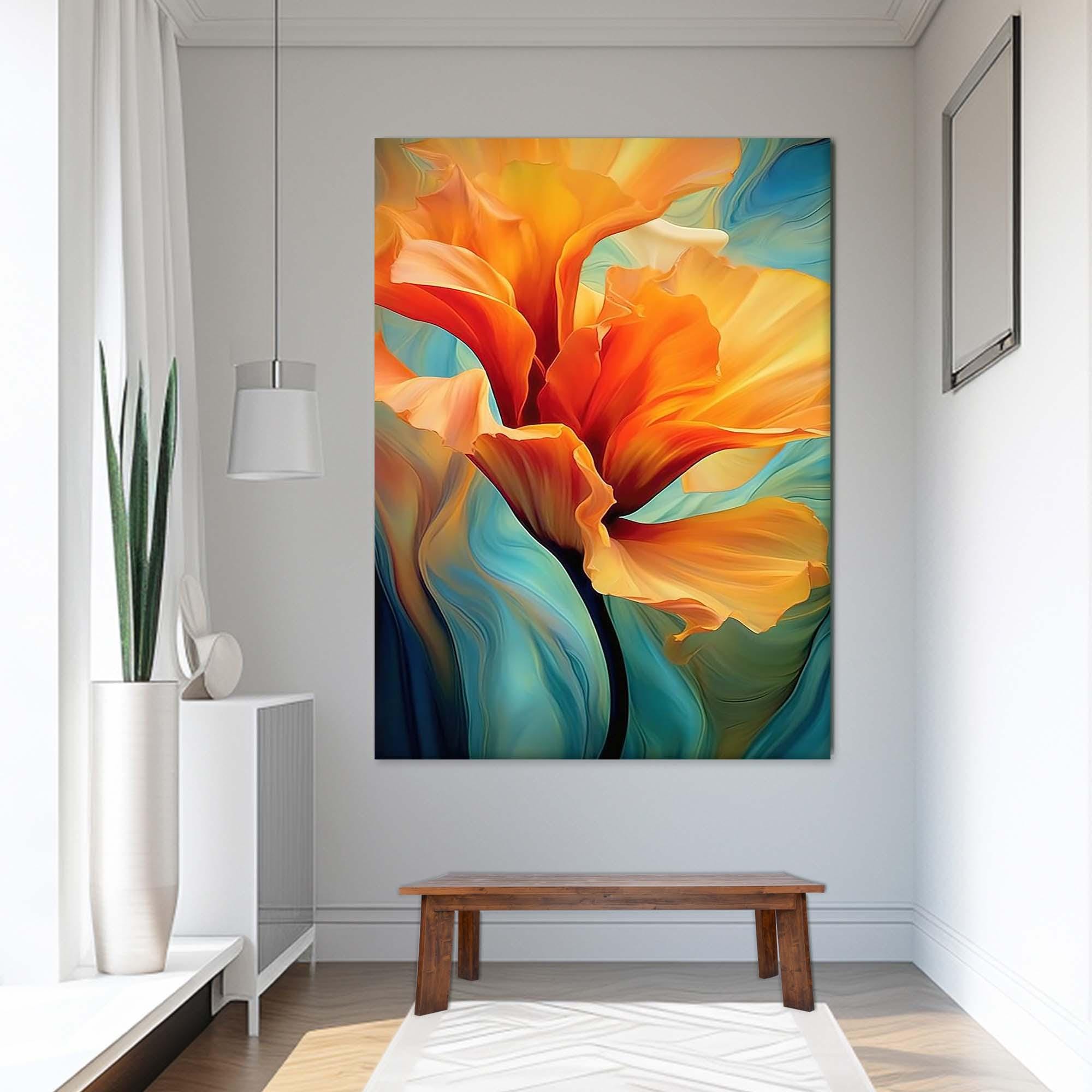 Floral Glass Wall Art, Modern Glass Wall Decor, Tempered Glass Wall Art ...