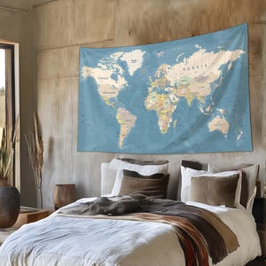 World Map Tapestry, Back to School, Map Tapestry, Wall Art Decor, Wall ...
