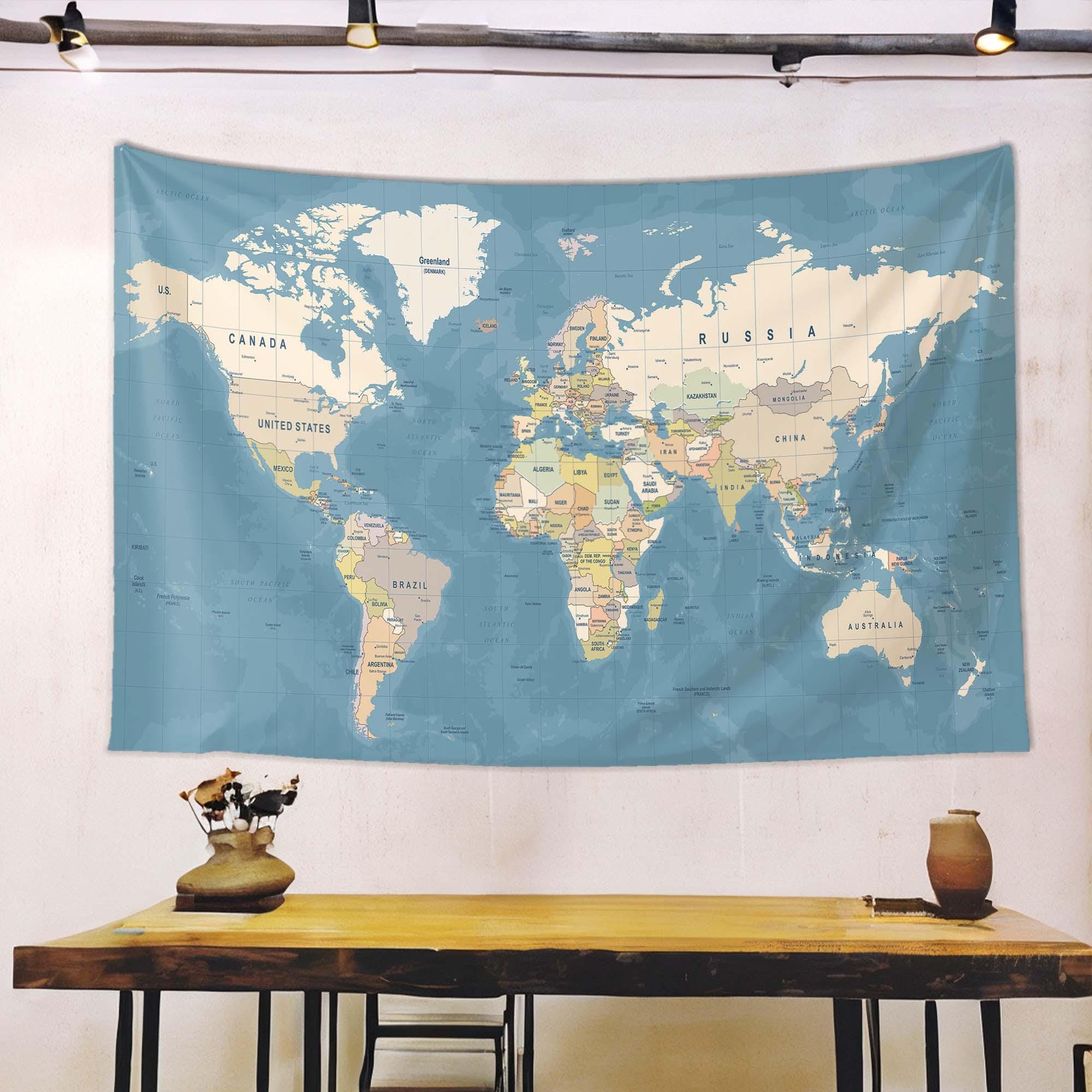 World Map Tapestry, Back to School, Map Tapestry, Wall Art Decor, Wall ...