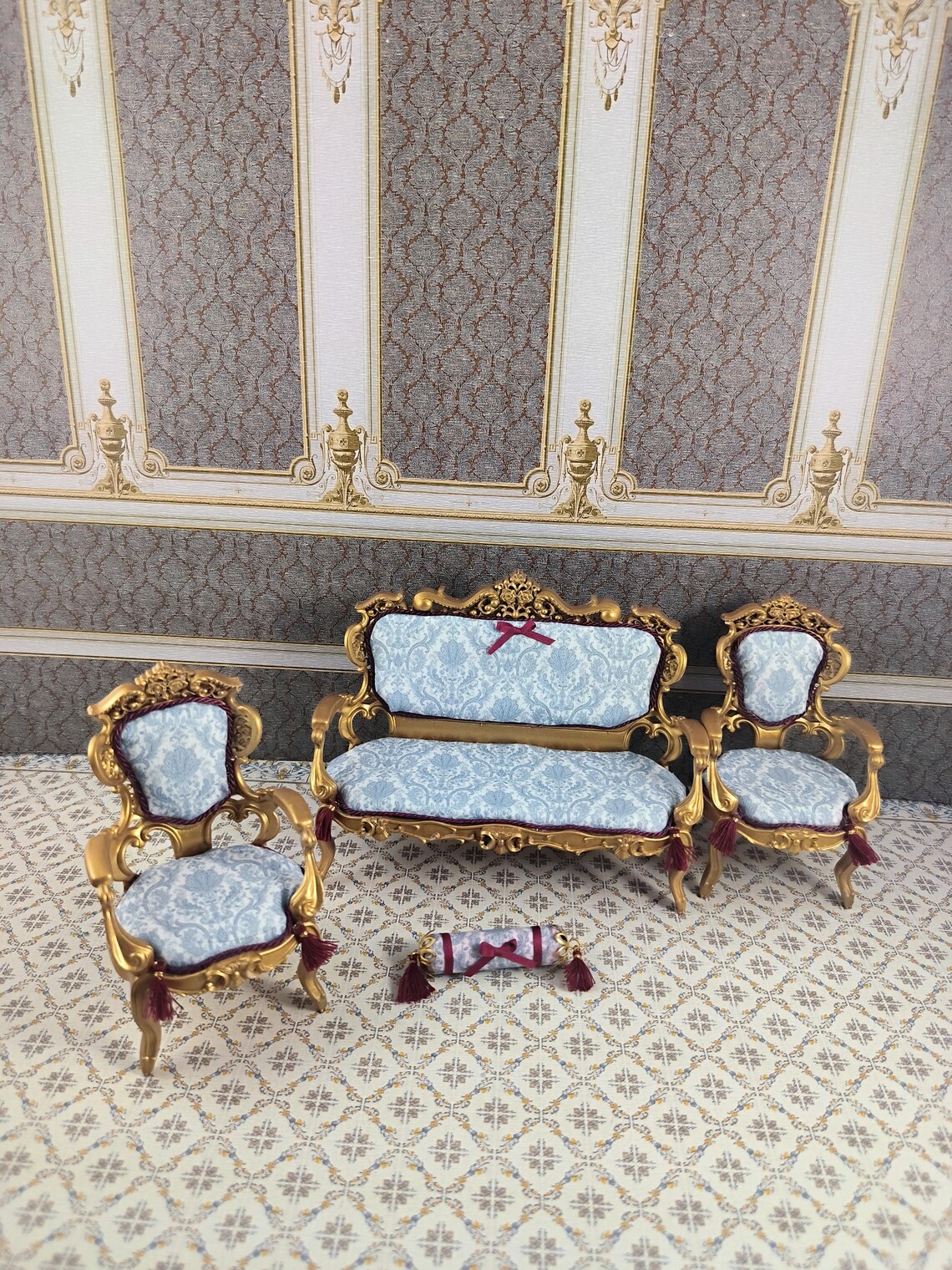 Luxury 1:12 Scale Baroque Miniature Sofa Set – French Louis XV ...