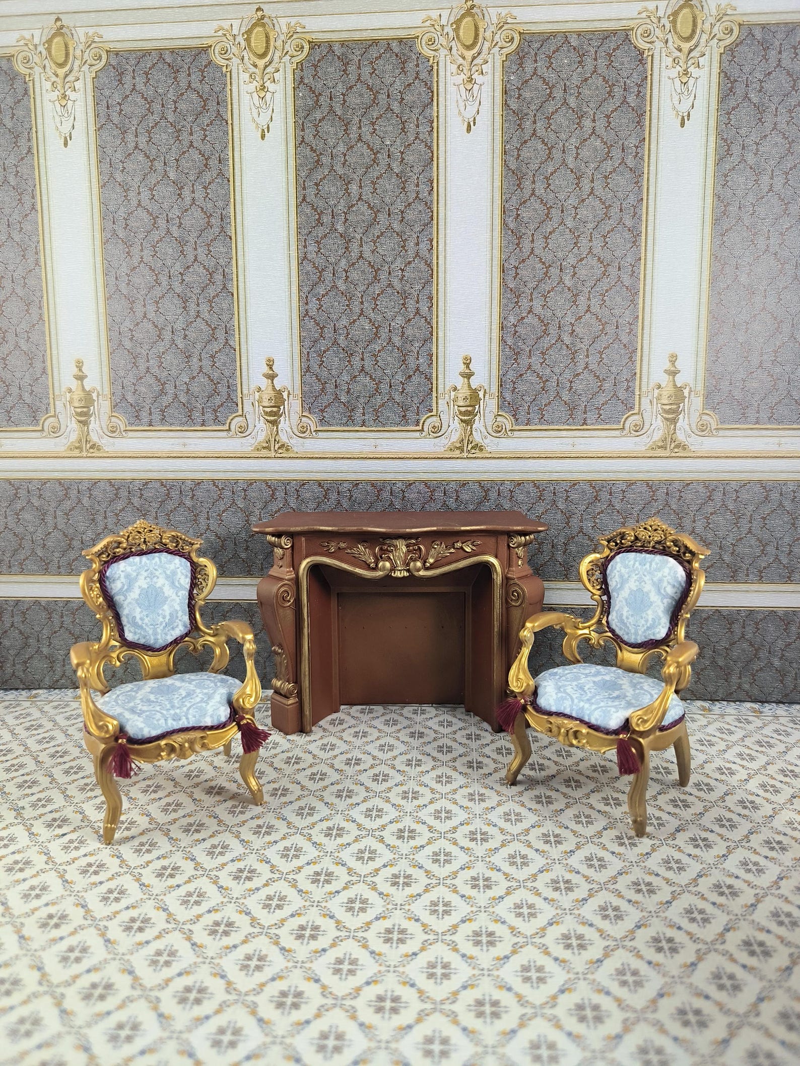 Luxury 1:12 Scale Baroque Miniature Sofa Set – French Louis XV ...