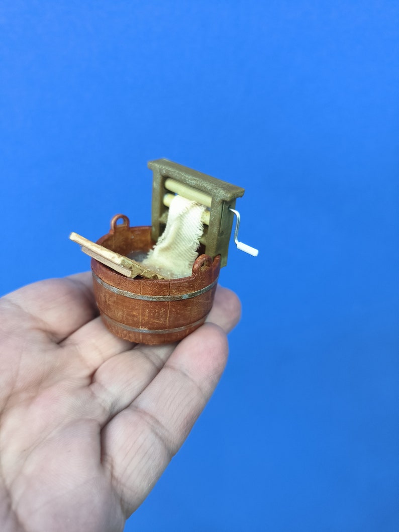 Miniature Washbasin, Washing Machine and Stool for 1/12 Scale Dollhouse ...