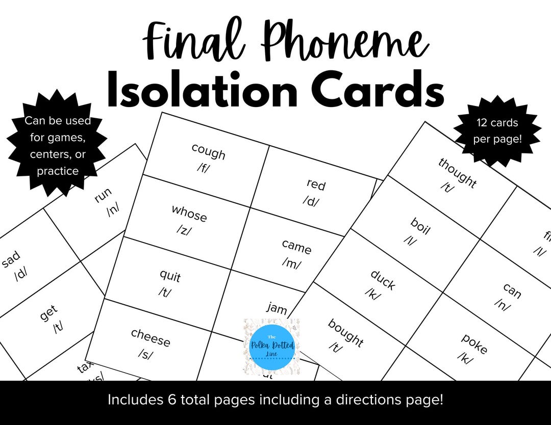 Final Phoneme Isolation Cards - Etsy