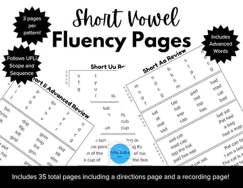 Short Vowel Fluency Pack - Etsy