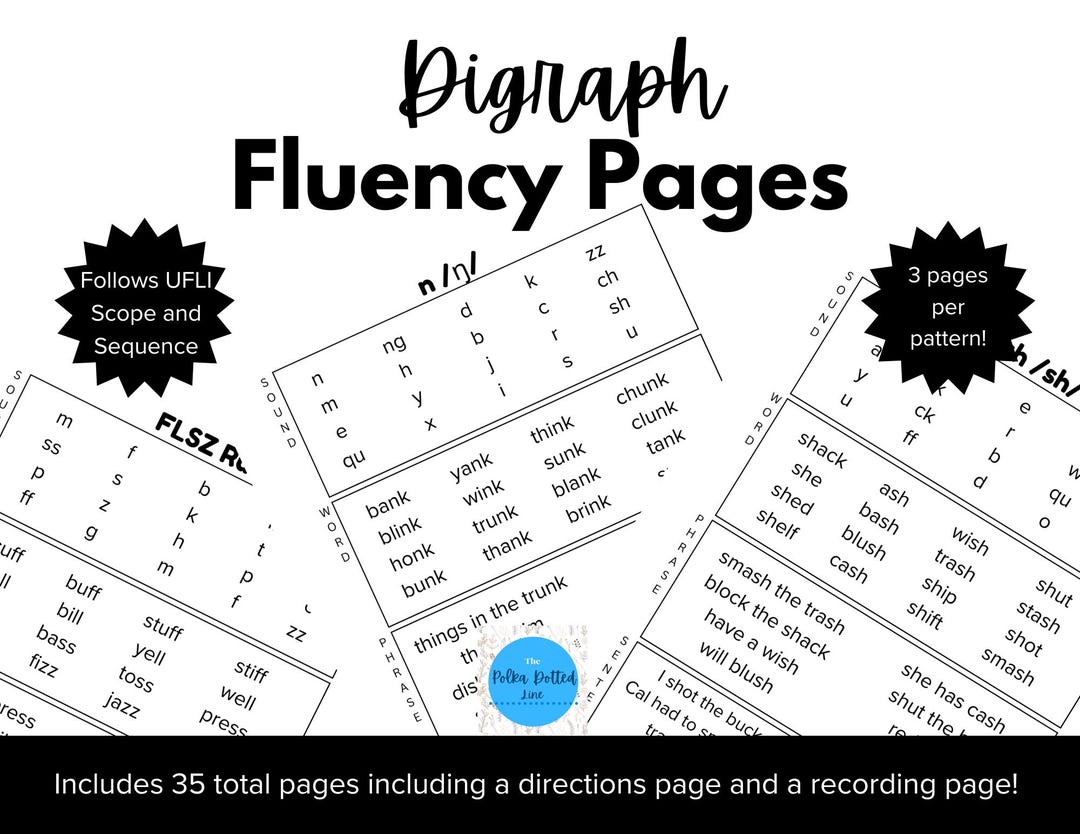 Digraph Fluency Pack - Etsy