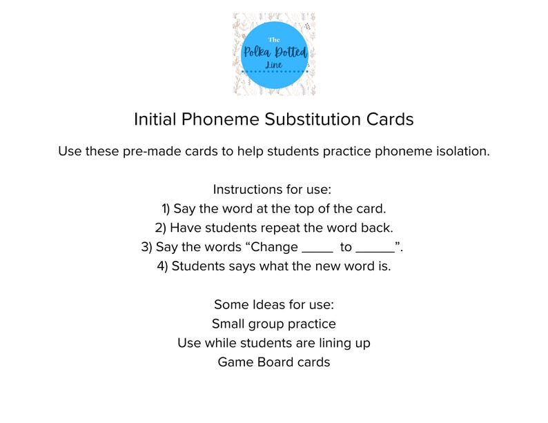 Initial Phoneme Substitution Cards - Etsy
