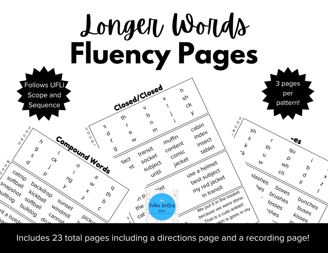 Longer Words Fluency Pack - Etsy