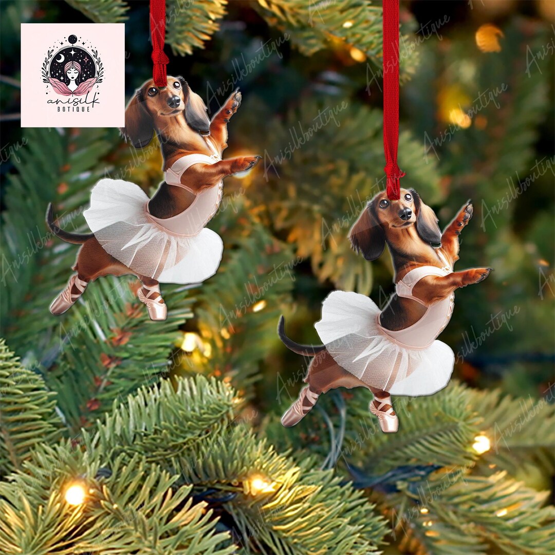 Ballet Dachshund FLAT 2D Christmas Ornament, Funny Dachshund Decor ...