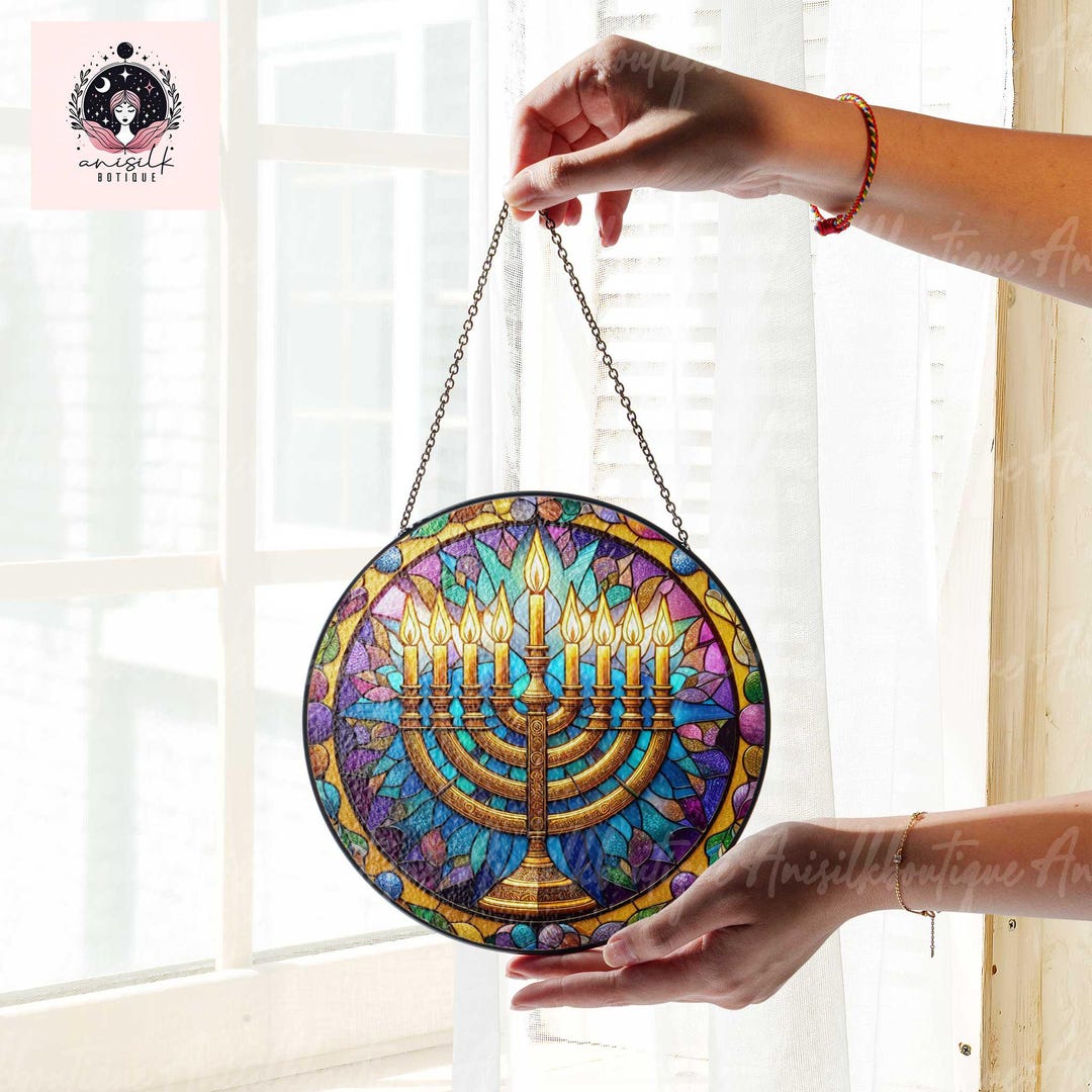 Jewish Star of David GLASS Suncatcher, Hanukkah Art Decor, Jewish ...