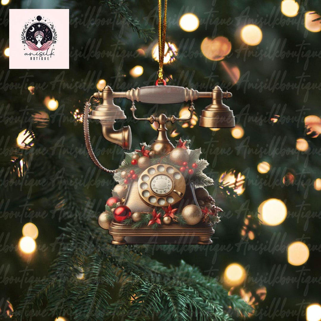 Classic Dial Telephone 2D FLAT Christmas Ornament, Xmas Decor ...
